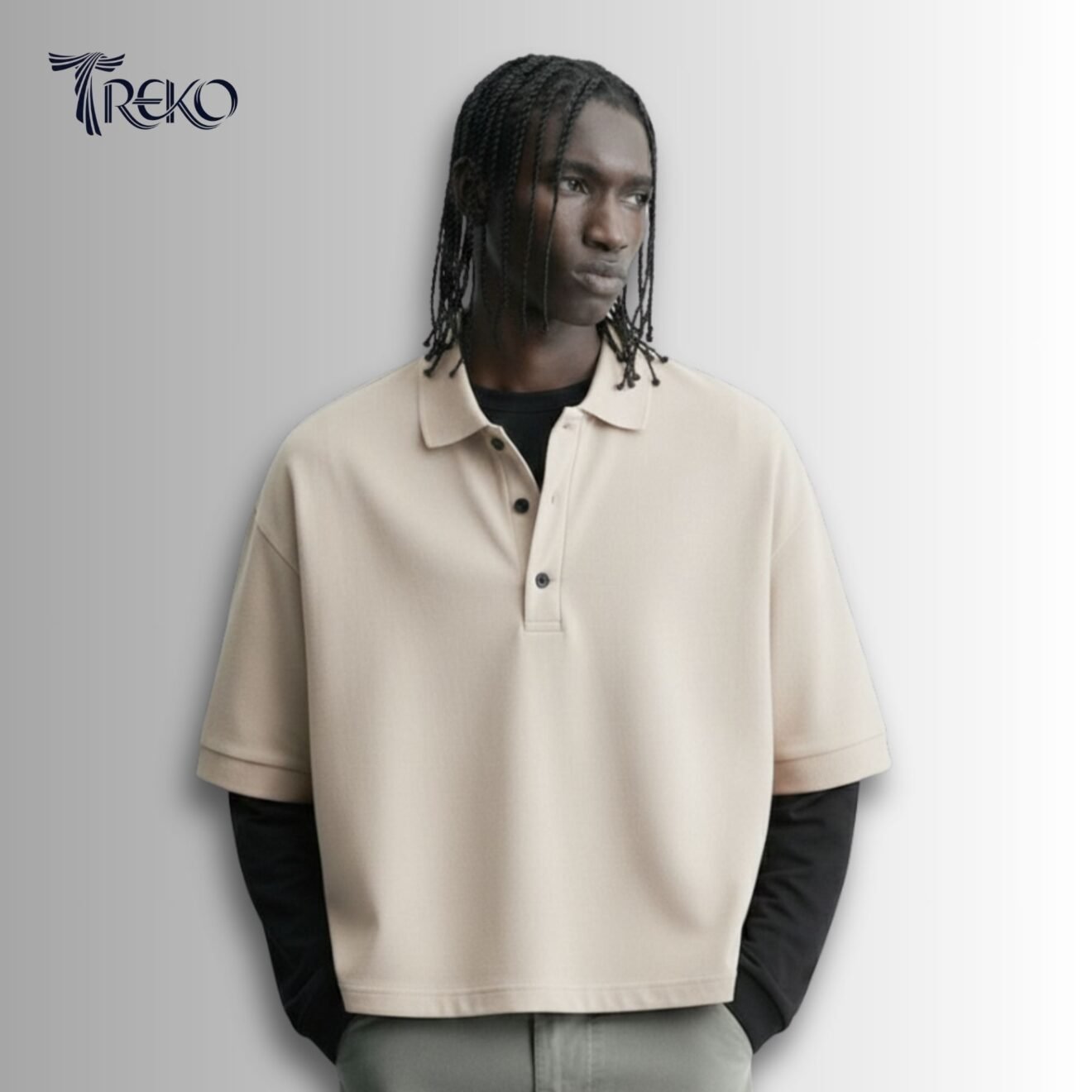SOLID PK BOXY POLO – BEIGE – Treko